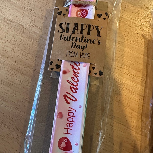 Assembled SLAPPY Valentines Day Tags With Slap Bracelets, Candy-free ...