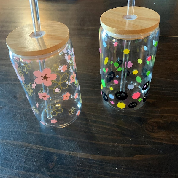 Soot Sprite Glass Cup, Iced Coffee Cup, Vinyl Tumbler, Anime Cup, Beer ...