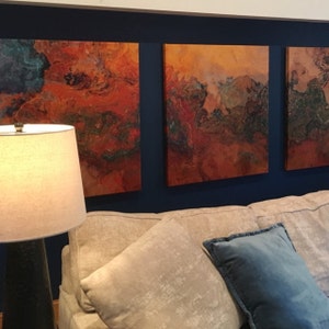 Large Triptych Abstract Expressionism Stretched Canvas Print - Etsy