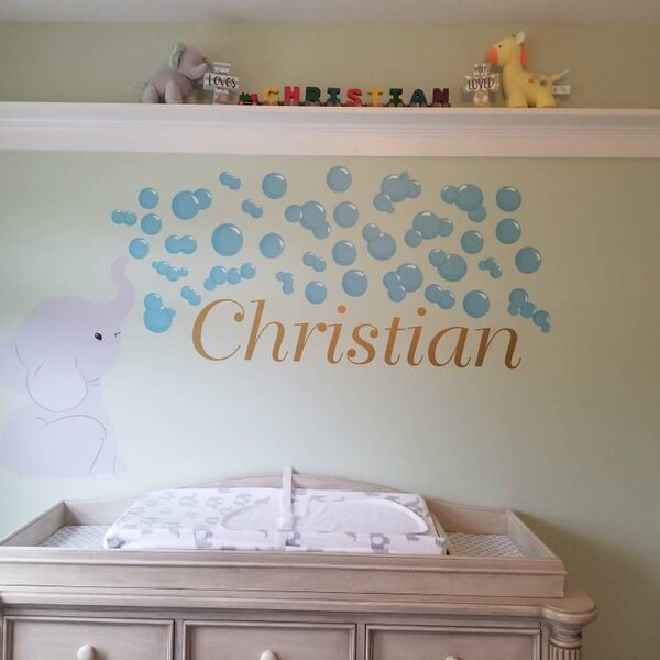 Cute Baby Elephant Nursery Decal-elephant Blowing Bubbles Decals ...
