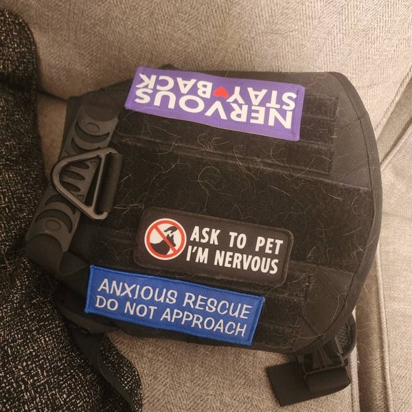 Nervous Dog Patch | Ask to Pet Patch | Dog Vest Patches | Hook Fastener ...