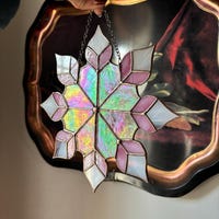 Snowflake Stained Glass Pattern: Modern Sun Catcher Template (PNG & PDF ...