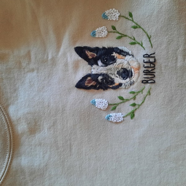 Custom Pet Embroidery on a Sweatshirt, Custom Dog Crewneck Sweatshirt ...