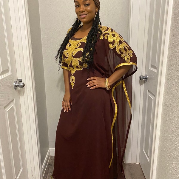 Brown and Gold Designer Israeli Stylish Royal Embroidered Israil ...