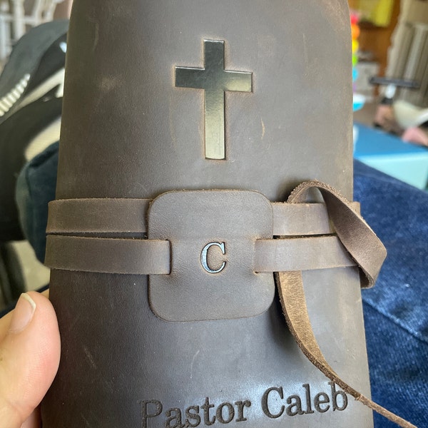 Refillable Notebook With Cross and Personalized Leather Cover, Gift for ...