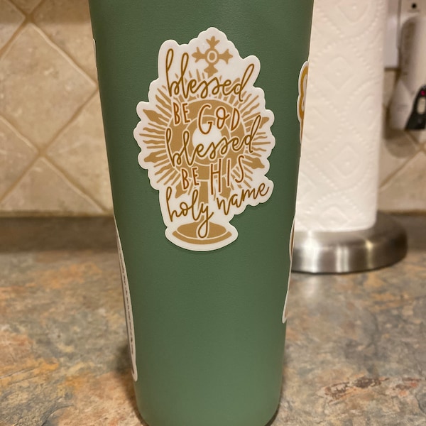 Blessed Be God Sticker, Divine Praises Decal, Adoration Sticker ...