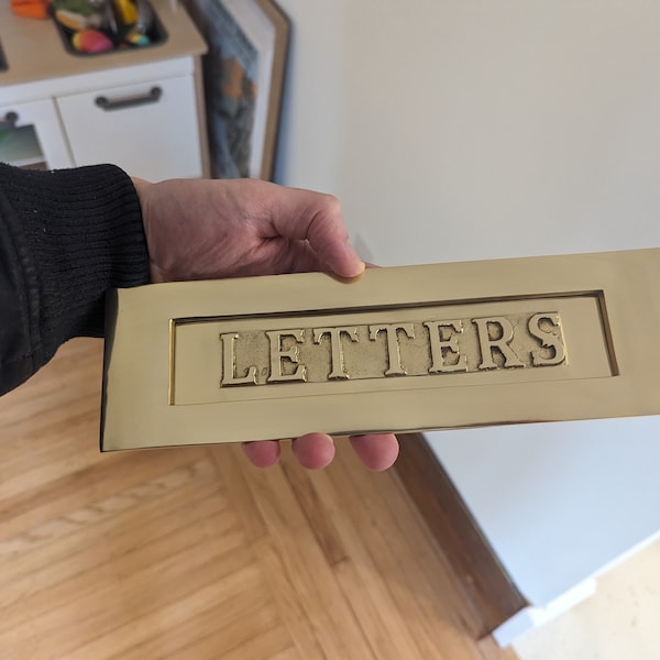 Door Letter Plate SOLID BRASS Vintage Old Style Sprung Victorian Door ...