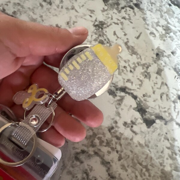 Pink Baby Bottle Badge Reel | Ob Badge Reel | Picu | Nurse Badge Reel ...