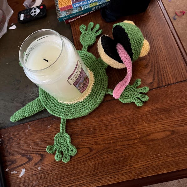 Crochet Pattern Coaster Splat Lizard Funny Handmade Design for Mug or ...