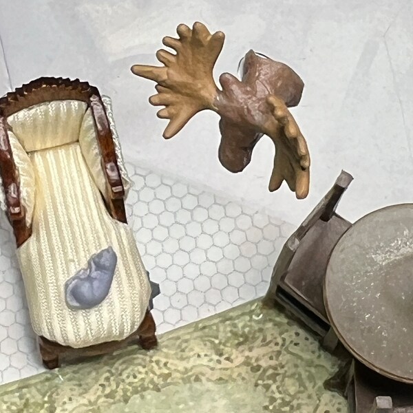 MOOSE MINIATURE Nature Animal Figurine Dollhouse Fairy Garden Diorama ...