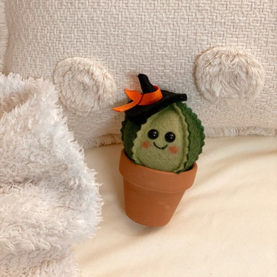 Halloween Felt Cactus / Witch Stuffie / Felt Plant / Halloween Decor ...