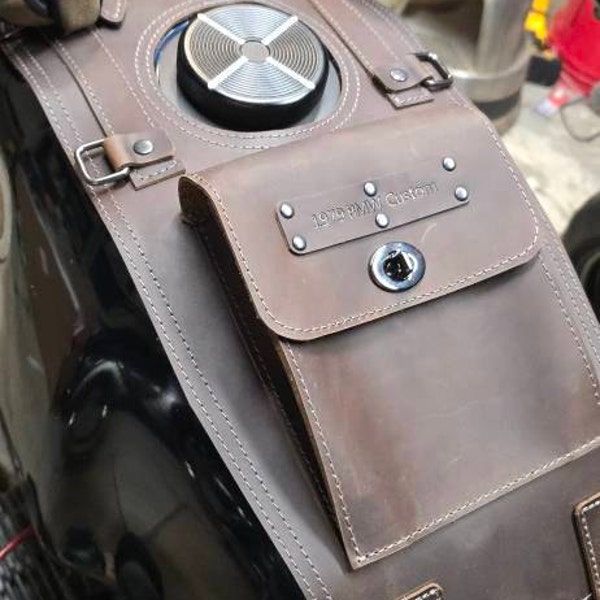 URAL Fuel Tank Gas Bags Genuine Leather 1 Pocket and 2 Detachable Bags ...