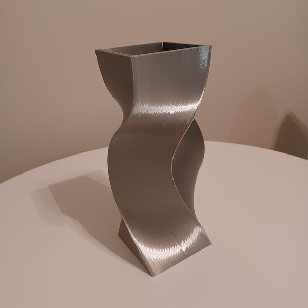 Tall Geometric Silver Vase or Centerpiece - Etsy