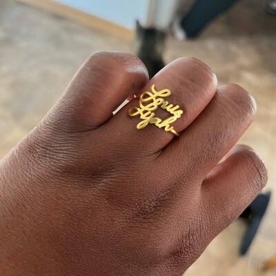 Double Name Ring Two Name Ring in Sterling Silver, Gold and Rose Gold ...