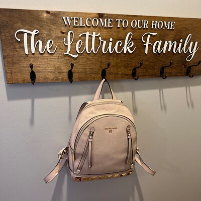 Custom Welcome Coat Rack Wall Mount W 3D Raised Lettering Personalized ...