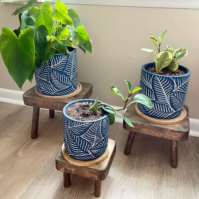 Rustic Wooden Plant Pot Stand Family - Etsy