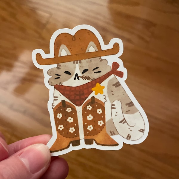 Cowboy Cat | Die-cut Matte Vinyl Sticker - Waterproof Sticker - Cute ...