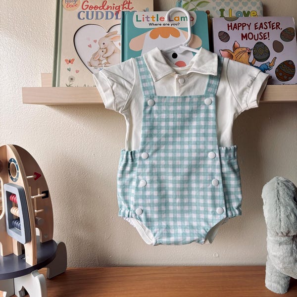 Baby Overalls Sewing Pattern & Tutorial: Easy Playsuit (PDF Download ...