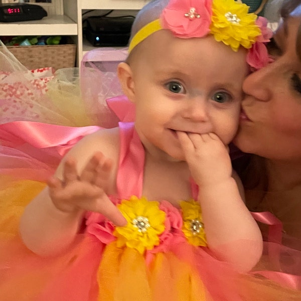 Pink and Yellow Flower Princess Dress, Tutu Dress Baby, Tutu Dress ...