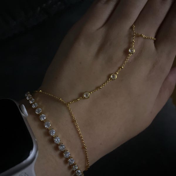 Diamond Hand Bracelet by Caitlyn Minimalist • Hand Chain Bracelet With ...