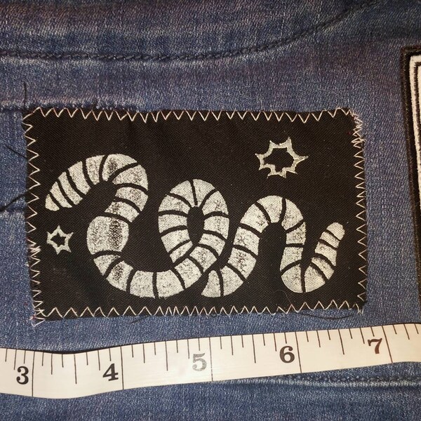 Worm Patch | Fabric Block Print Jacket Patch - Etsy