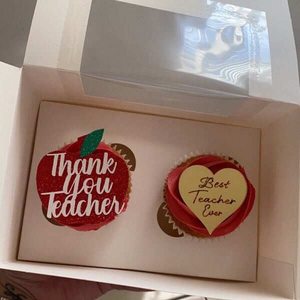 Teacher Thank You Cupcake Toppers - Teacher Thank You Gifts - Set of 6 ...
