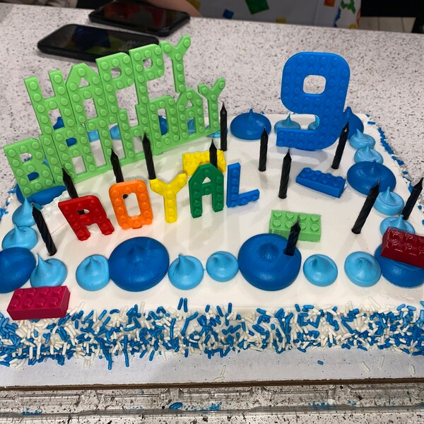 Mega Custom Brick Birthday Topper Cake Set, Personalized Happy Birthday ...