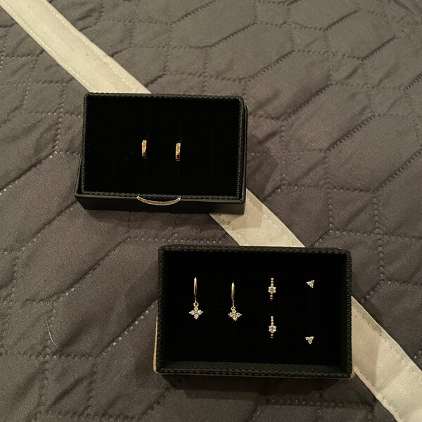 Flower Charm Hoop Earrings Set for Multiple Piercings, Gold Pave Hoop ...