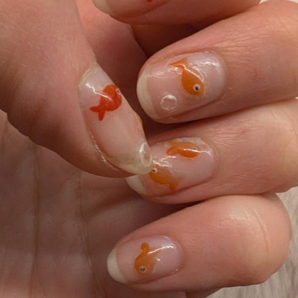 Small Fish Nail Stickers, Fish Nail Decals, Tiny Fish Nail Stickers ...