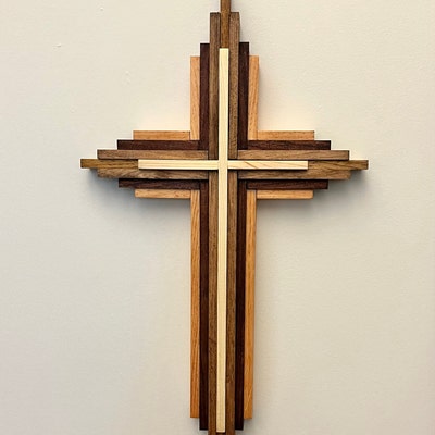 Cross Wooden Crucifix Wood Cross Stained Wooden Cross Crucifix Layered ...