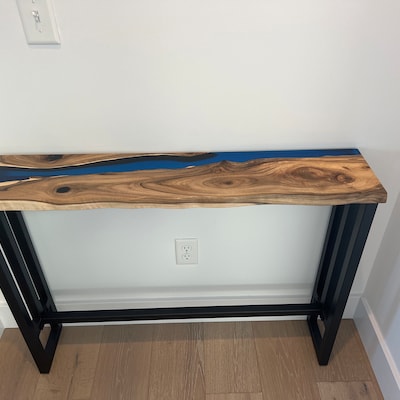 Wood Console Table, Live Edge Epoxy Resin Console Table,tv Media ...