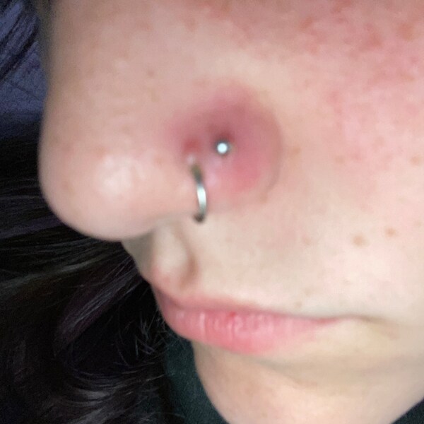 14K Solid White Gold Seamless Continuous Nose Hoop, Septum Nose Ring ...