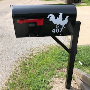 Mailbox Number With Rooster & Chicken Vinyl Decal Mailbox Address Decal ...