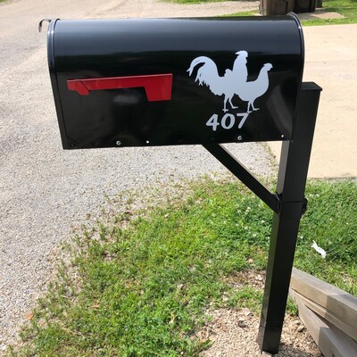 Mailbox Number With Rooster & Chicken Vinyl Decal Mailbox Address Decal ...