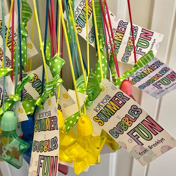 Summer Bubbles Gift Tag, End of School Year Bubble Tag, Summer Bubbles ...