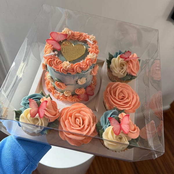 5 Sets Cake Flower Boxes With 5 Pcs Small Clear Cake Boxes,gift Box ...