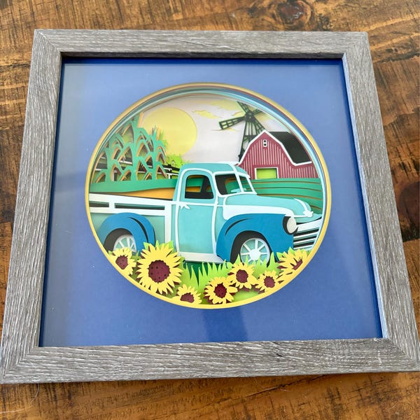 3D FARM TRACTOR SVG Shadow Box Farm House Light Box Cricut File ...