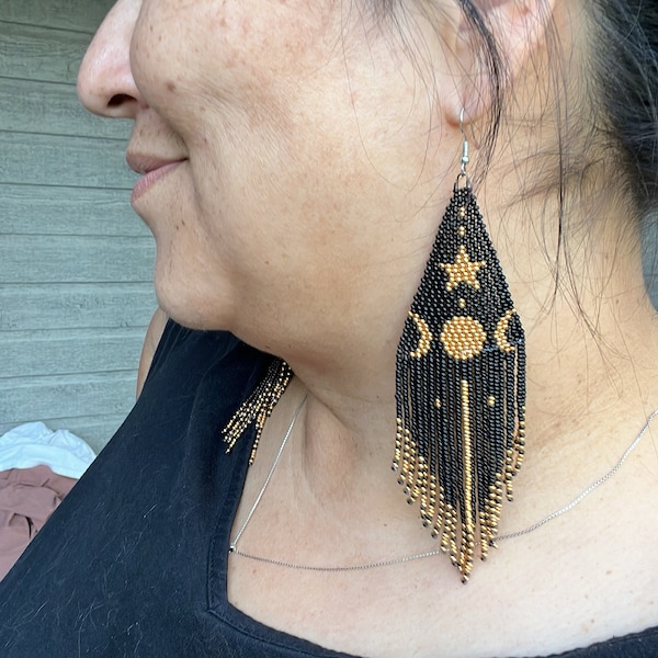Witch on a Broom Earrings Pattern Halloween Tutorial Dangle Fringe ...