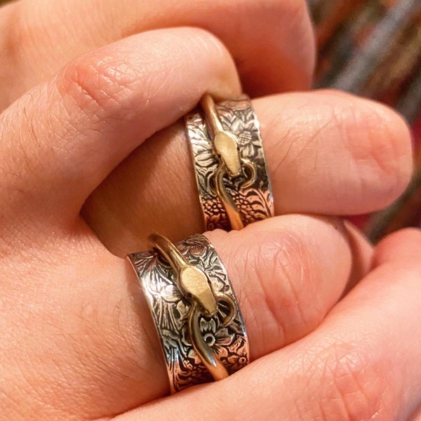 Silver Spinner Ring Snake Ring Ouroboros Ring Sterling Silver Mens Ring ...