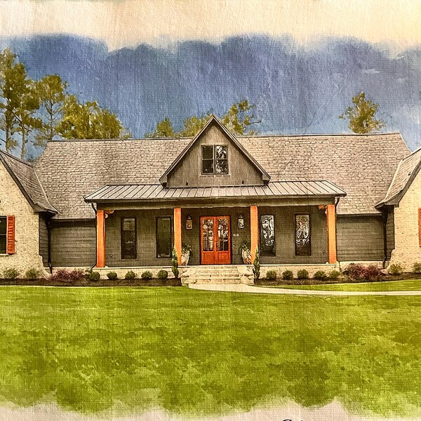 Custom Home Portrait, Watercolor House Painting, Home Painting, Realtor ... Custom Home Portrait, Watercolor House Painting, Home Painting, Realtor ...