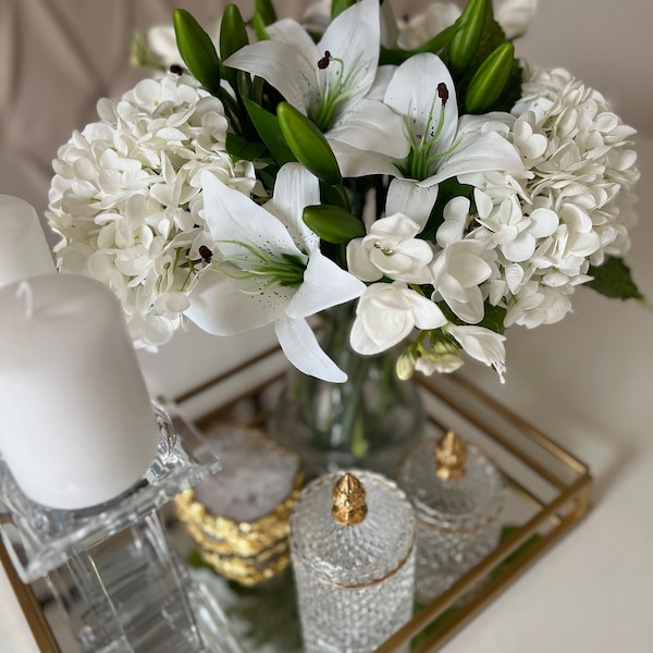 Real Touch Lily, Silk Lily, White Silk Garden Lilies, White Lily, White ...