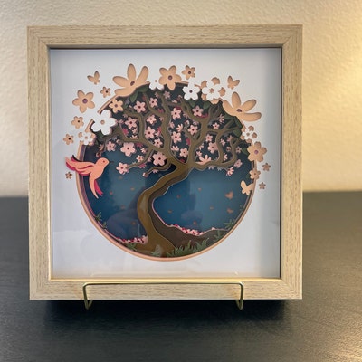 3D Cherry Blossom Shadow Box, Spring Shadow Box, Japanese Cherry Tree ...