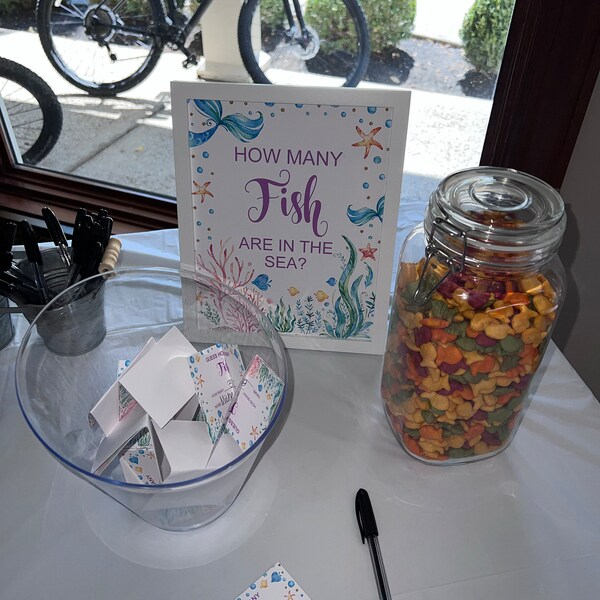 Guess How Many Fish Game Mermaid Baby Shower Game Little Mermaid Under ...