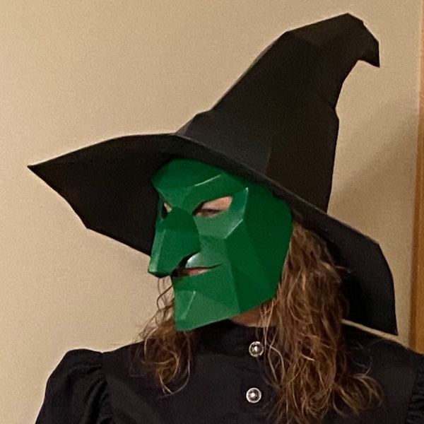 Witch Papercraft Mask Template, 3D Low Poly Paper Mask, Unique ...