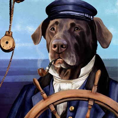 Sea Captain, Pet Portrait, Custom Pet Portrait, Royal Pet Portrait, Pet ...