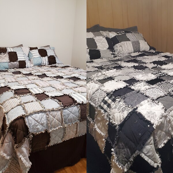 Farmhouse Favorite Queen Size Patchwork Rag Quilt With Pockets - Etsy