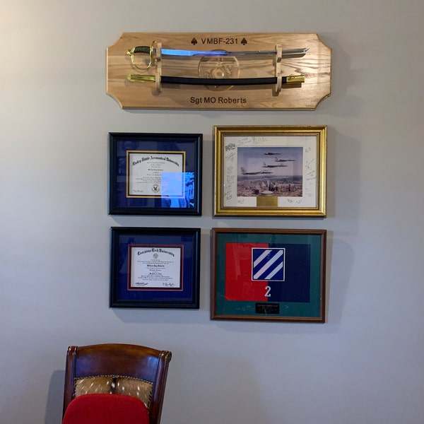 Marine Corps NCO Sword Display, U.S. Army Saber Display, Military Sword ...