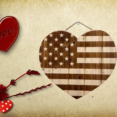 American Flag Heart Svg USA Heart Clipart Flag Silhouette Cut File USA ...