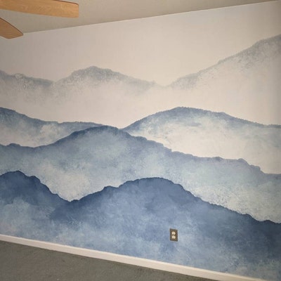 Watercolor Ocean Wall Decal Wallpaper Removable Landscape Wallpaper ...