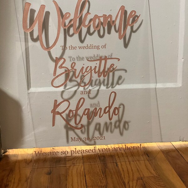 Personalized Rose Gold Welcome Sign, Acrylic Welcome Sign, Modern ...